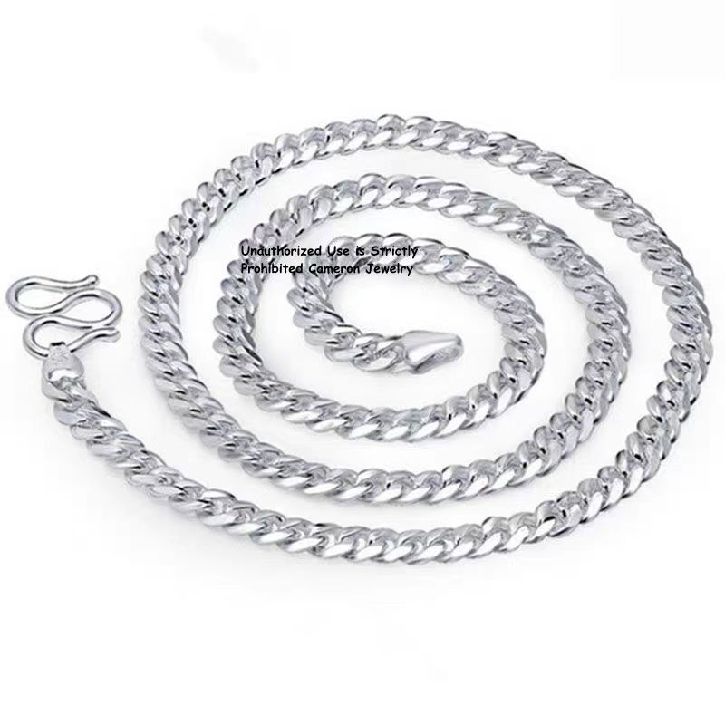 Pure S999 Fine Silver 999 Chain Men Women 3-13mm Curb Link Necklace 16 ...