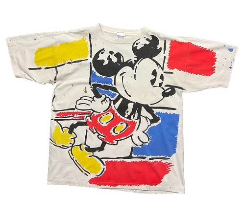 Vintage Mickey Mouse T Shirt AOP Art 90s Single Stitch Disney Paint ...