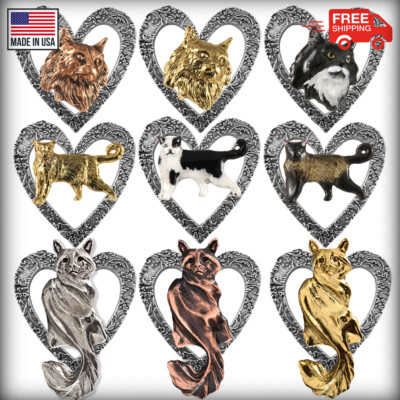 Cat Lover Pin Cat Heart Lapel Pin Brooch (14 Options) Made in USA | eBay