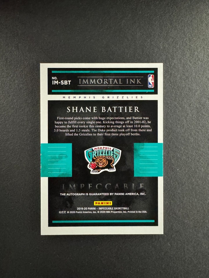 Shane Battier 2019-20 Panini Impeccable Immortal Ink Auto /99 #IM-SBT Grizzlies | eBay