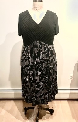 Robbie Bee Plus Size Spandex Crafted Pin-Tuck Stitching Print Dress 18W ...