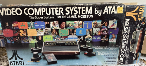 Atari CX-2600 Video Game Console w/ Original Box ~ 2 CONTROLLERS- 5 GAMES | eBay