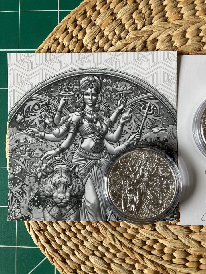 Le Grand Mint, 3x 1oz set of 2023 2024 & 2025 DURGA High Relief Proof ...