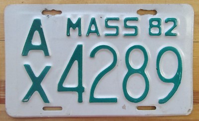 Massachusetts 1982 MOTORCYCLE License Plate NICE QUALITY # AX 4289 | eBay