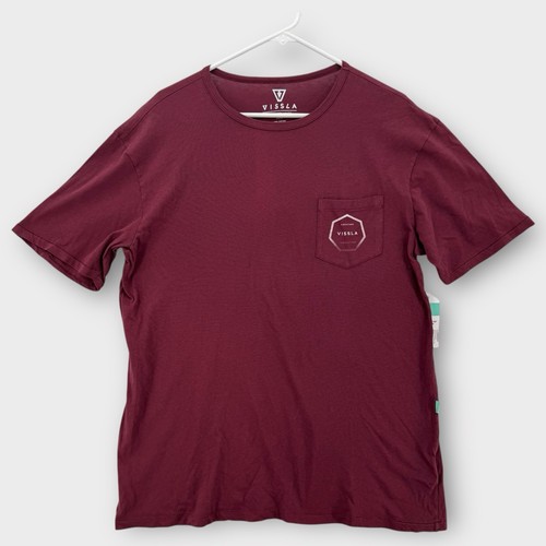 Vissla T-Shirt Mens Large Burgundy Red Monsoon Pocket Graphic Surf ...
