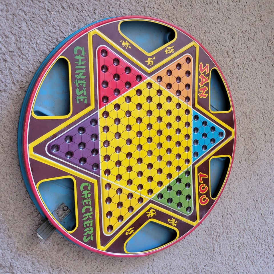 Vintage San Loo Chinese Checkers Tin Litho Board Northwestern Products ...