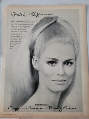 1966 Coiffures Americana beauty salons wigs hair pieces Lauren Hutton ...