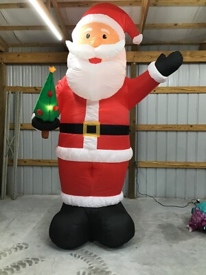 12ft Gemmy Airblown Inflatable Prototype Christmas Santa Holding Tree ...