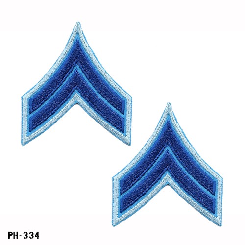 PAIR CPL ~ Corporal Chevron Sleeve Patches ~ Blue & Blue ~ NOS Gemsco ...