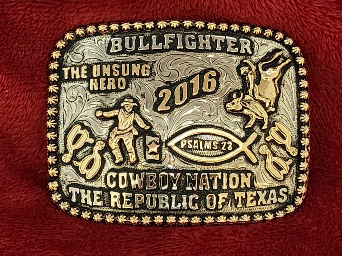 RODEO CHAMPION TROPHY BELT BUCKLE☆2016☆REPUBLIC OF TEXAS BULLFIGHTING ...