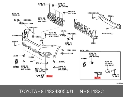 Original cover, fog lamp, left, 8148248050J1 for TOYOTA 81482-48050-J1 ...