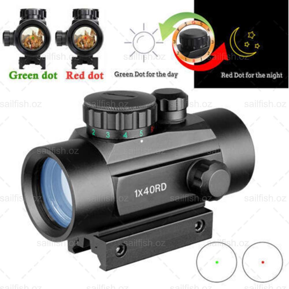 Tactical 1x40 Red/Green Dot Sight Holographic Rifle Scope W/Rail Mount ...