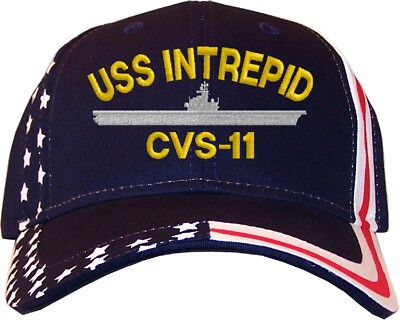 USS Intrepid CVS-11 Embroidered Baseball Cap Stars & Stripes Navy Hat ...