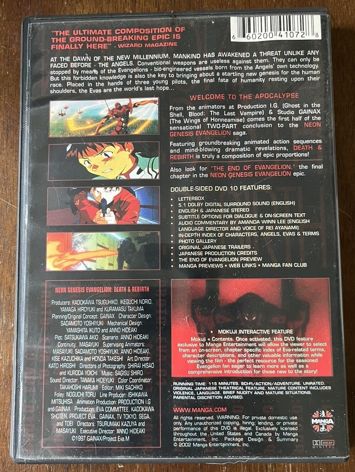 Neon Genesis Evangelion Death & Rebirth DVD 2002 Hideaki Anno Insert ...