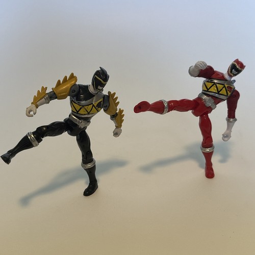 Lot of 2 Power Rangers Dino Charge Poseable Action Figures Red & Black ...