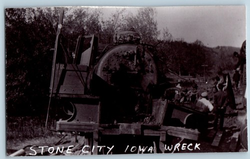 1960 Stone City Iowa Wreck Railroad Train Depot Station RPPC Photo ...