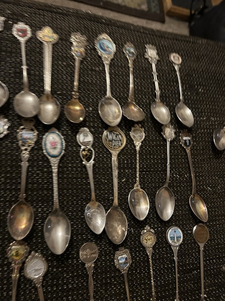 Large Collection of Vintage Souvenir Spoons 40+ EPNS Silver Plate Job ...