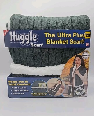 As Seen On TV Huggle Scarf Charcoal Grey Plush Blanket Scarf Storage ...