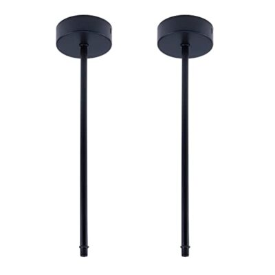 2 Sets Black Pendant Light Fixture Rod With Canopy Metal Lamp Parts ...