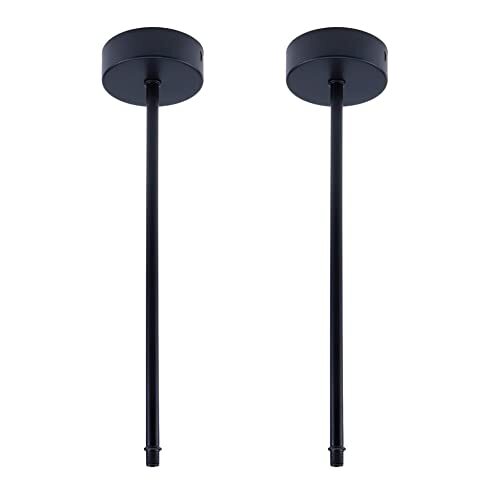 2 Sets Black Pendant Light Fixture Rod With Canopy Metal Lamp Parts ...