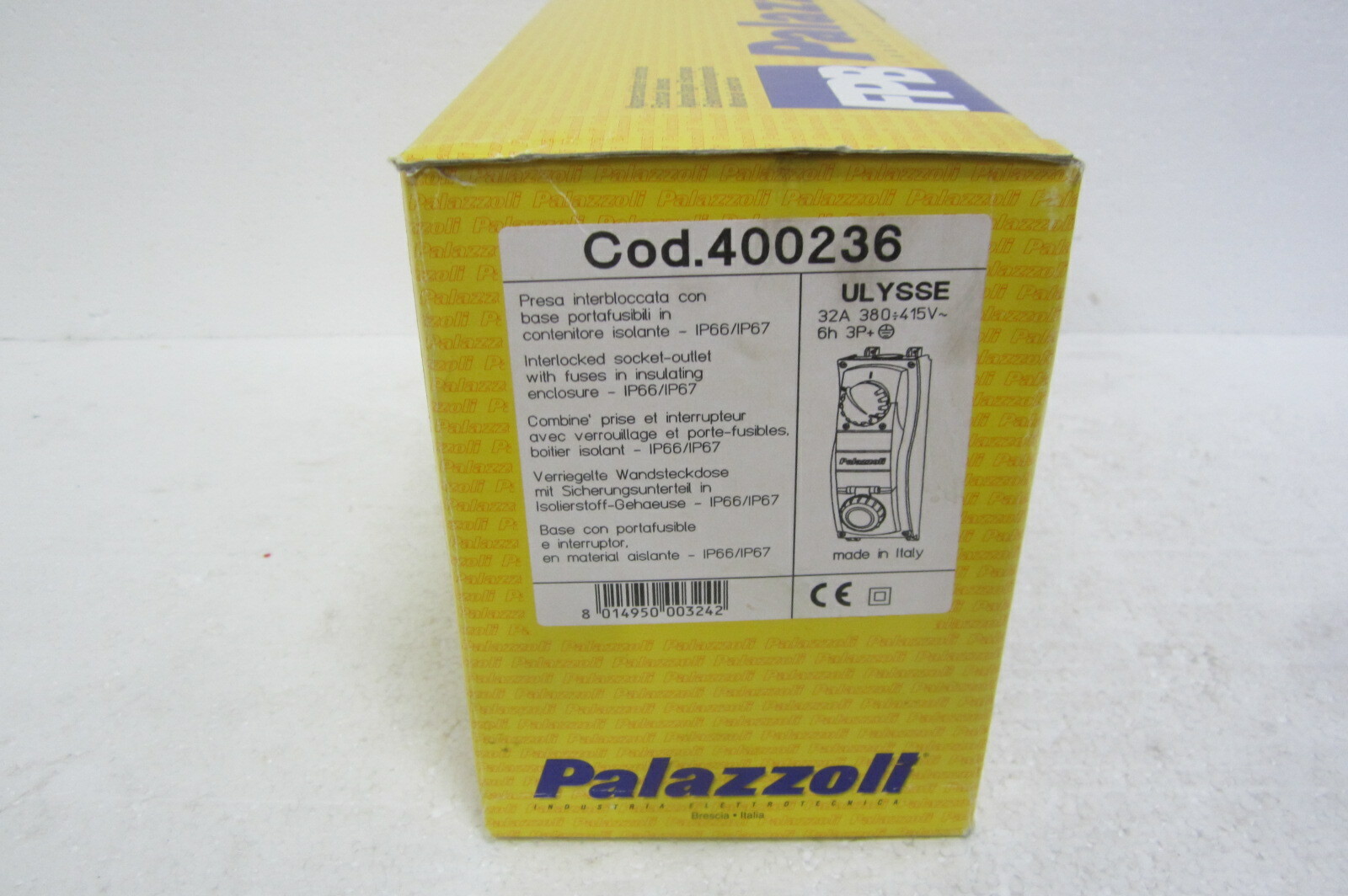 PALAZZOLI 400236 PRESA CON INTERRUTTORE DI BLOCCO 3P+TERRA 32A 400V 6H ...