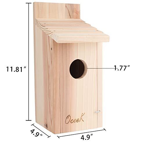 OceeK Cedar Blue Bird Box House Wood Bird Box House Audubon Cedar Wren ...