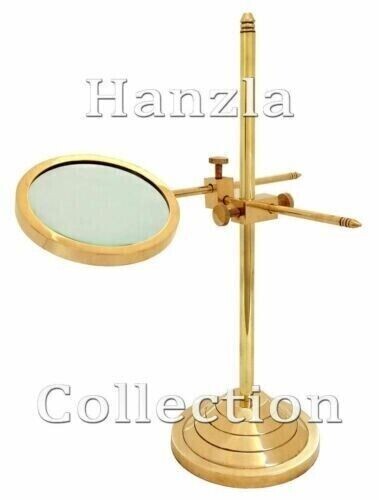 Desktop Channer Magnifier Brass Vintage Magnifying Glass Wooden Stand ...