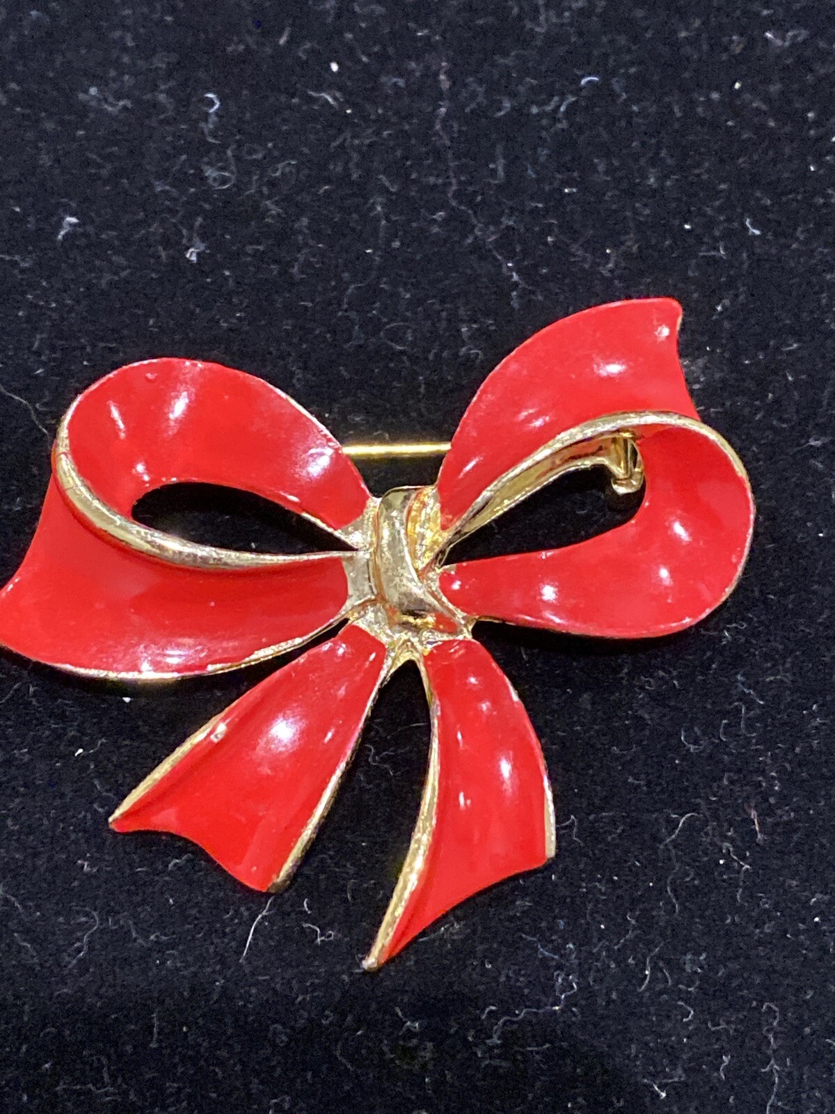 Vintage Christmas Bow Brooch Red Enamel Stunning Estate Jewelry | eBay