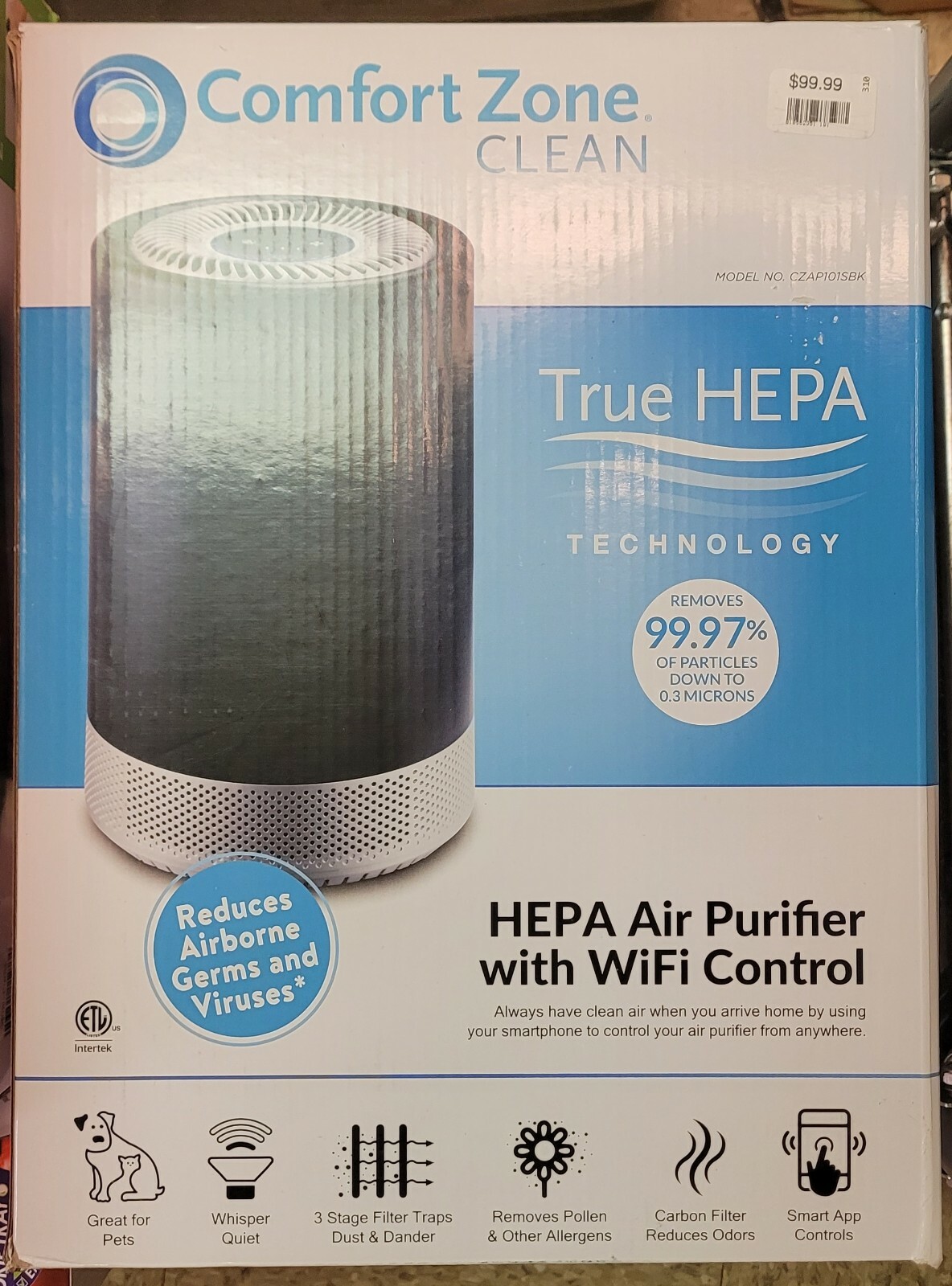 Comfort Zone® Clean HEPA Air Purifier with WiFi App Control | eBay