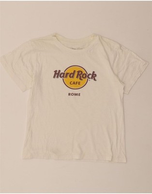 HARD ROCK CAFE Womens Rome Graphic T-Shirt Top UK 14 Large White Cotton ...