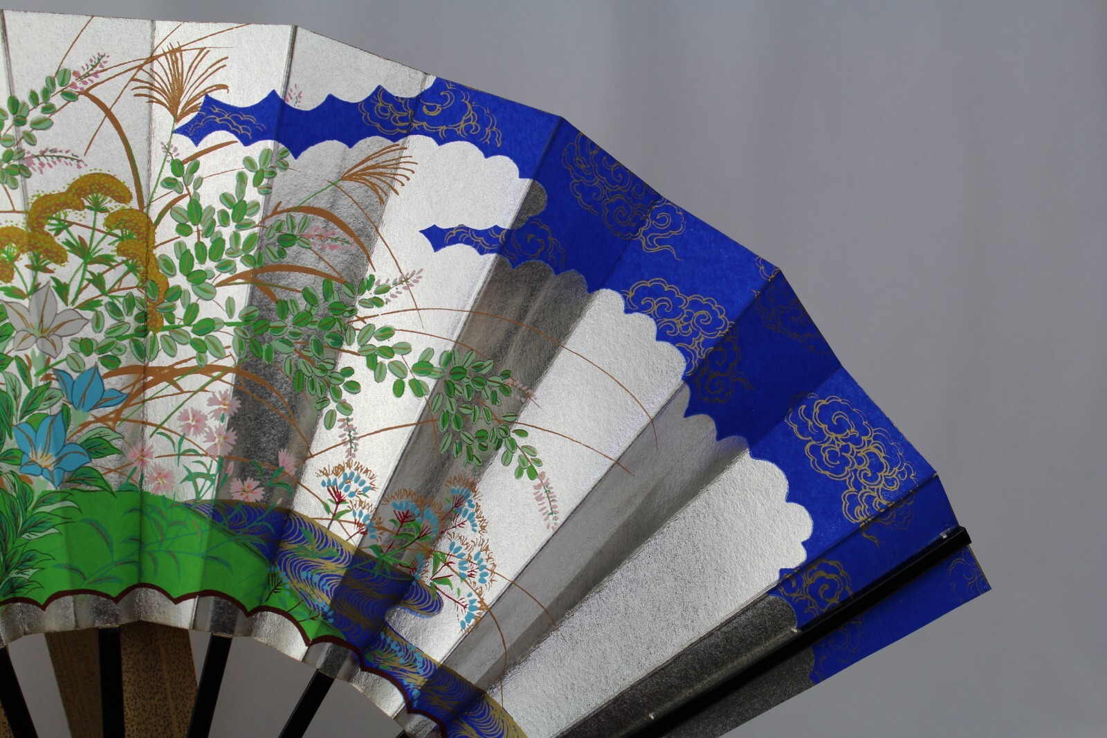 Vintage Kyoto Kazari Sensu Japanese Hand Held Fan with Stand Floral ...