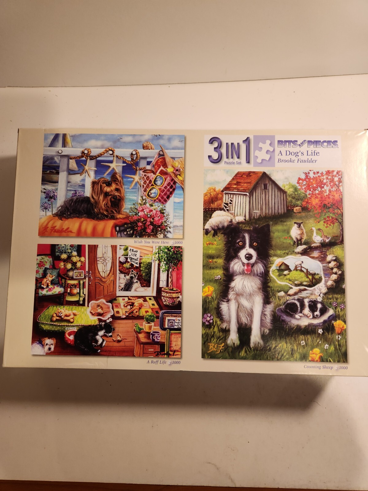 Bits And Pieces 3 in 1 Puzzle Set. 3x1000 pieces. A Dog's Life, Faulder ...