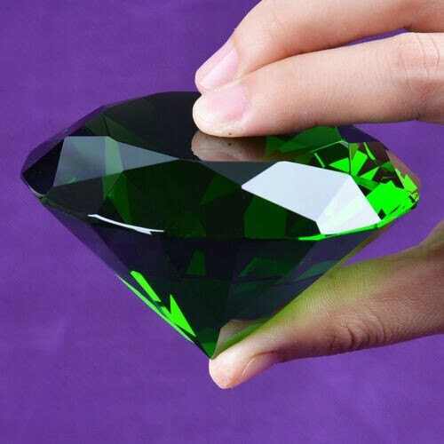 80Mm Green Crystal Diamond Art Giant Glass Paperweight Wedding Decor ...