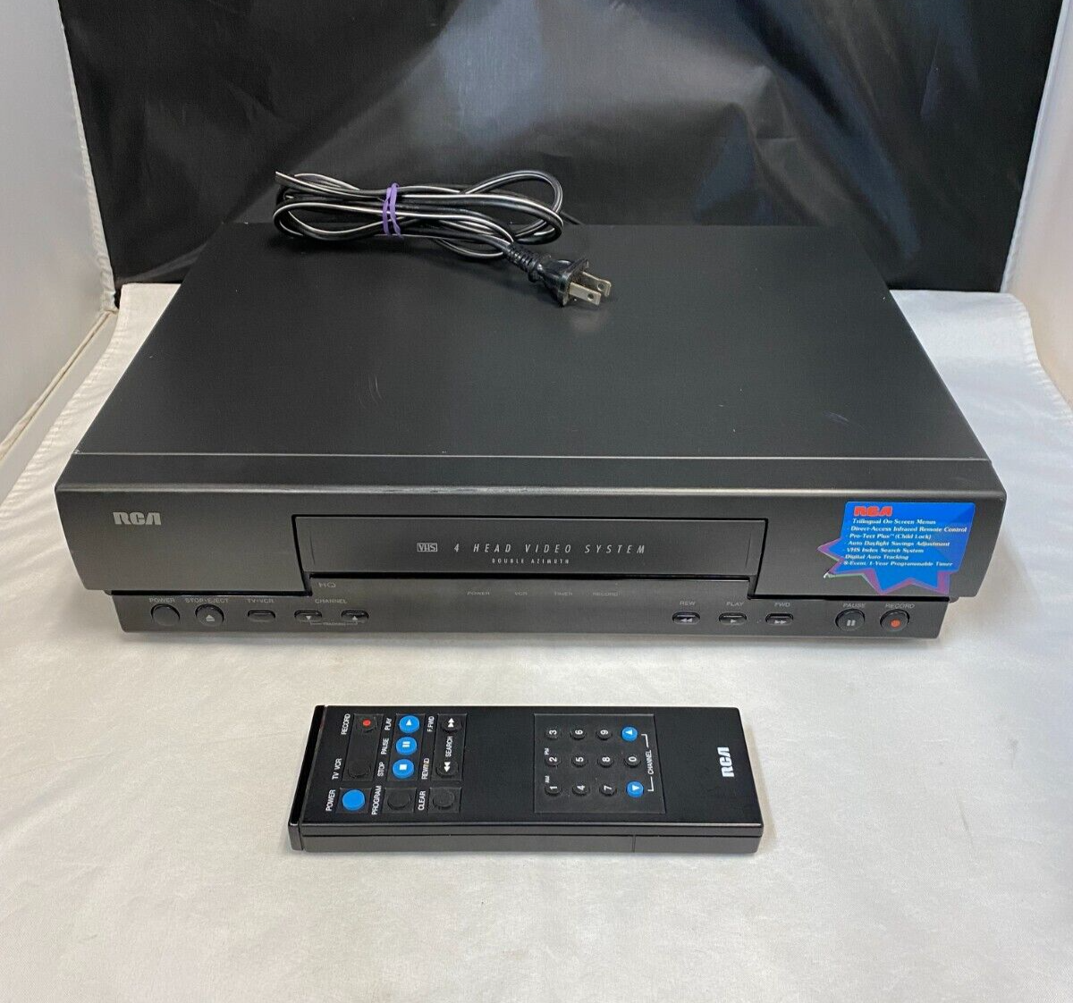 RCA VR508 VCR VHS Player Recorder 4 Head Hi-fi Double Azimuth Remote ...