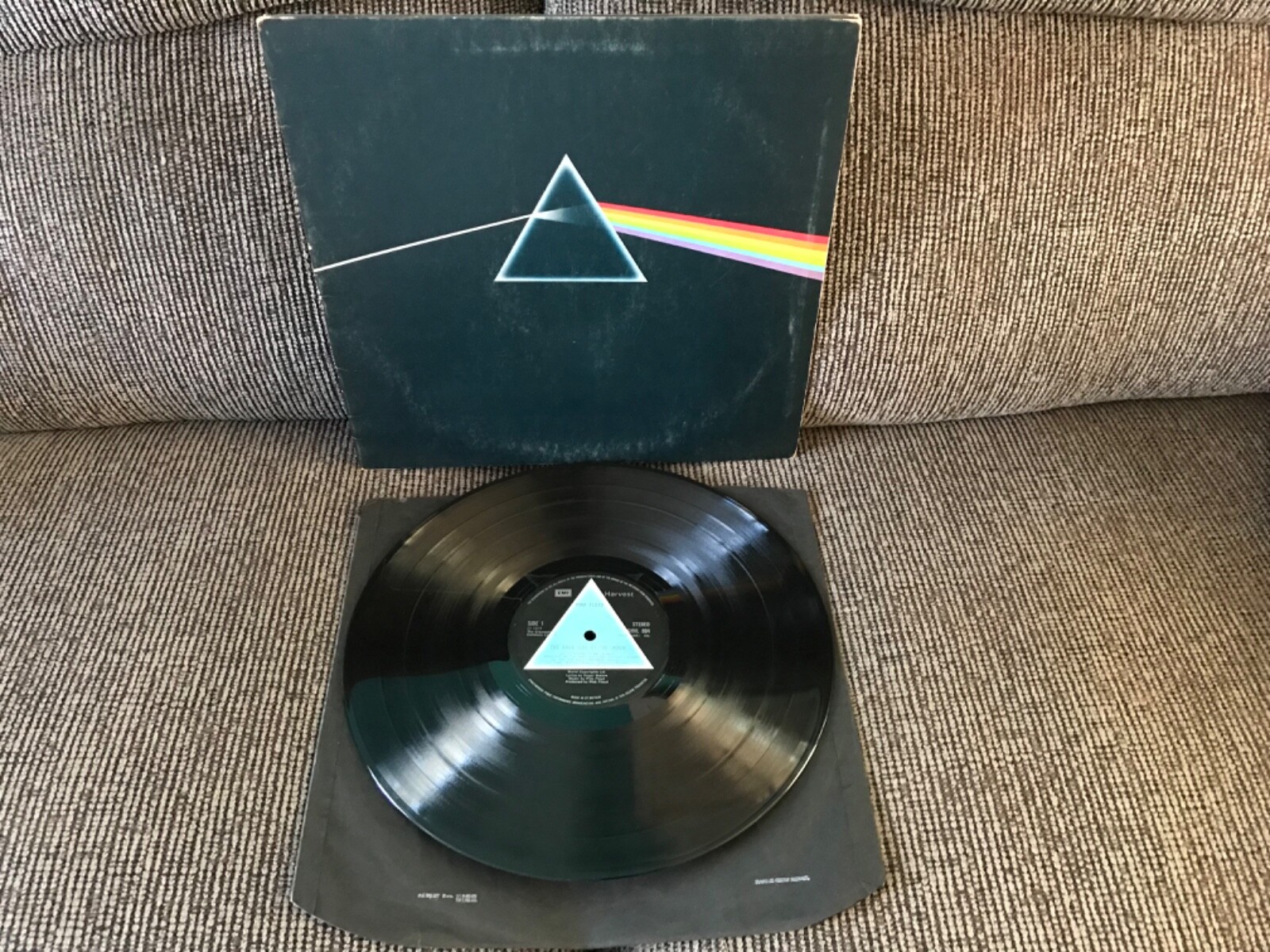 Pink Floyd Dark Side Of The Moon Solid Blue Triangle A2 B2 Ex Ebay
