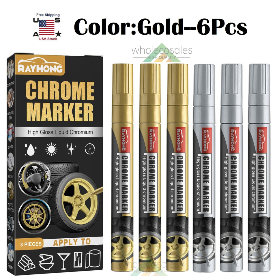 6× Liquid Mirror Chrome Marker Set DIY Car Paint Pen Metal Marker ...
