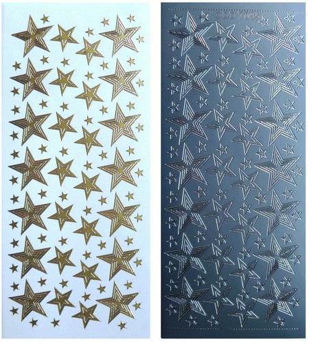 STARS IN STARS Peel Off Stickers Nesting Stars Card Making Gold or ...