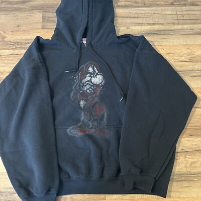 VTG Grumpy Black Hoodie With Grunge Style Imprint Sz XL Banded Waist | eBay