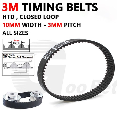 HTD 3M Timing Belts 3mm Pitch 10mm Width Closed Loop for Pulleys CNC 3D ...