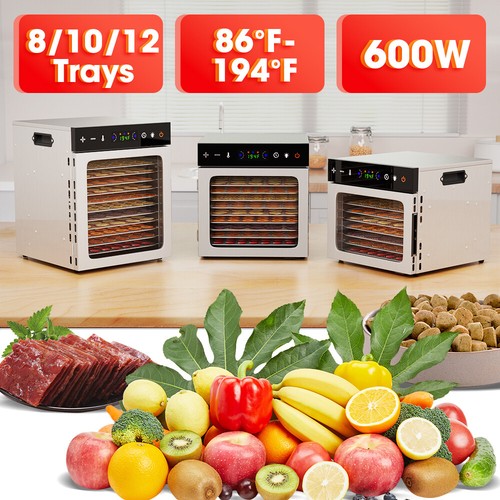 8/10/12Trays Food Dehydrator Machine 304 Stainless Steel Adjustable ...