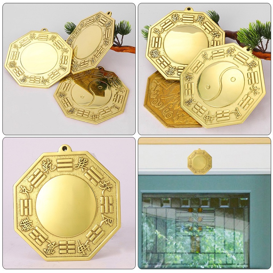 2 Pcs Copper Bagua Mirror Exorcism Craft Chinese Style Home Ornament ...