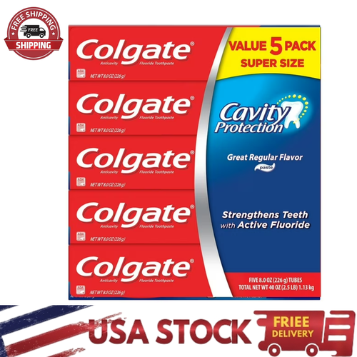 Colgate Toothpaste 8 oz x5 | Cavity Protection Regular Flavour Bulk ...
