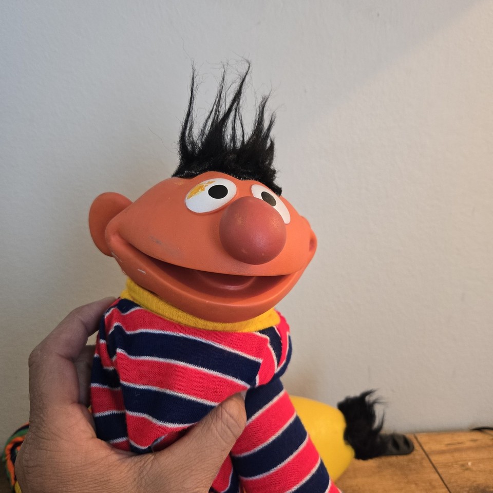 Vintage 1970’s Sesame Street Bert and Ernie Hand Puppets Plastic Hard ...