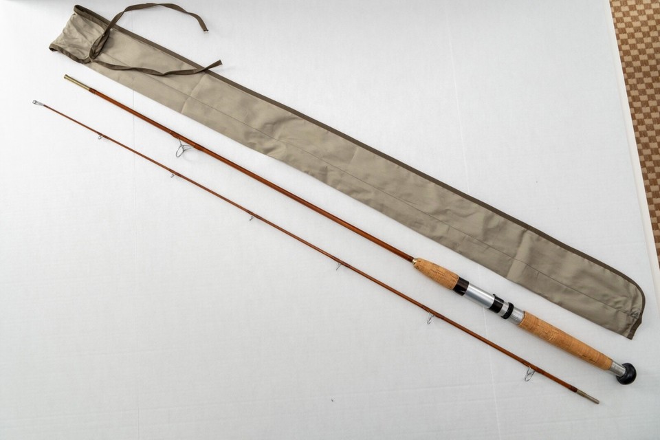 Vintage 7'6" Orvis Impregnated Heavy Duty Bamboo Spinning Rod w Tube ...