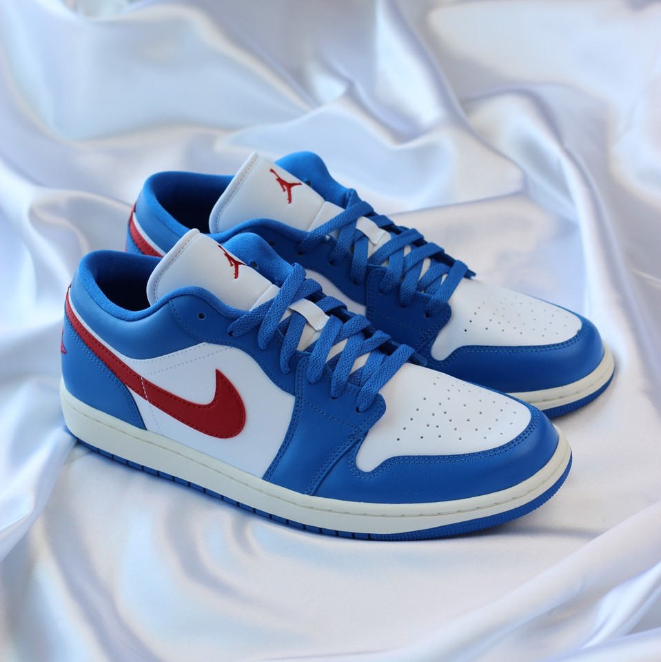 Size 12W - Nike Air Jordan 1 Low Sport Blue Gym Red White Sneakers ...