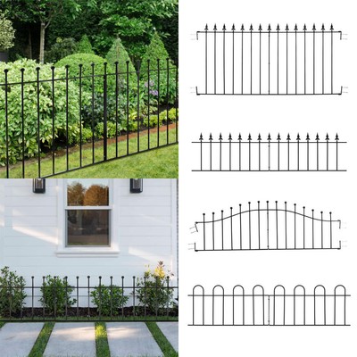 Wrought Iron Garden Fence Panel Border Edging Spear/Ball Top Fencing ...