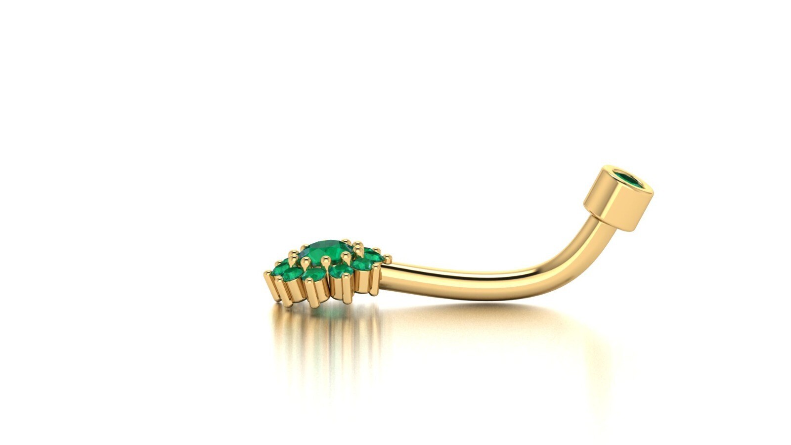 Emerald navel piercing, Emerald belly button ring, rook bellty eyebrow lip | eBay