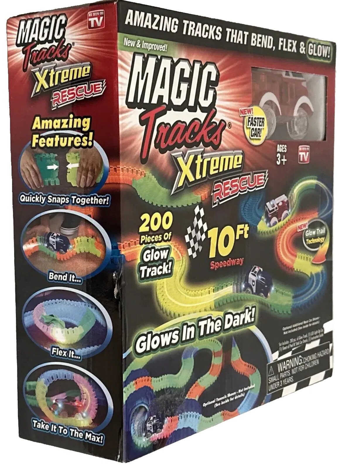 Magic Tracks Xtreme Rescue 10ft Racetrack With Blue Police Car Glow in ...