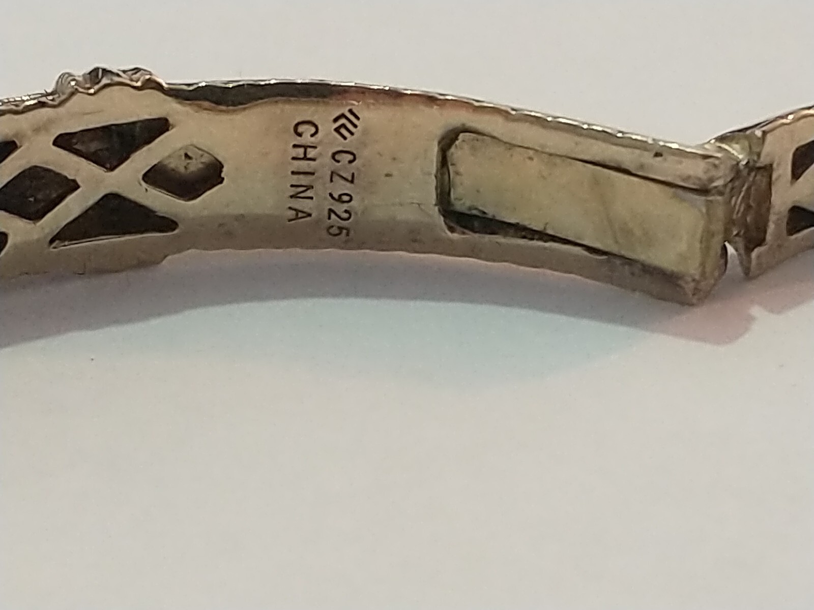 Sterling Silver 925 Gold Plated Hinged Cuff Bracelet - Gem