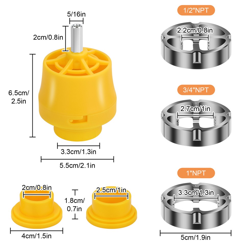 PVC Thread Maker Tool for Electric Drill Pipe Threader Kit and 1/2" 3/4 ...